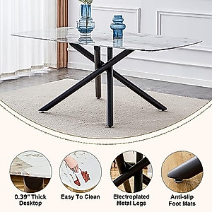 Modern Marble Dining Table,71''Faux Marble Dining Table,Rectangular Faux Marble Dining Table for 6-8 Person with 0.39''Thick Modern Faux Marble Dining Table