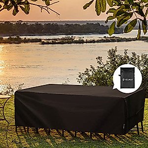 Velway Patio Furniture Cover Outdoor Waterproof Rectangular Patio Table Chair Sofa Set Cover, 128”Lx82”Wx28”H, All Weather Oxford Tear-Resistant Material with Zipper Carrying Bag Windproof Buckles