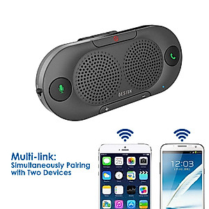 Besign BK06 Bluetooth 5.0 in Car Speakerphone with Visor Clip, Wireless Car Kit for Handsfree Talking, Motion Auto On, Siri Google Assistant Support, Dual 2W Speakers