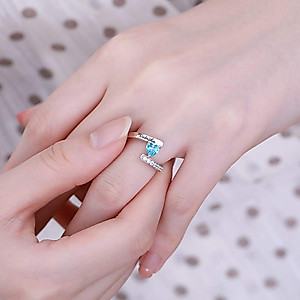 AILIN Heart Birthstone Rings With Name 925 Sterling Silver Crystal Custom Engraving Promise Rings Wedding Engagement Birthday Gifts For Her Women