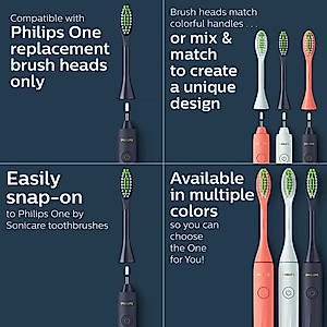 Philips Sonicare One Toothbrush, Electric Battery Powered Toothbrush with Sleek travel Case and 2pk Toothbrush Heads - MIdnight Blue, HY100-01