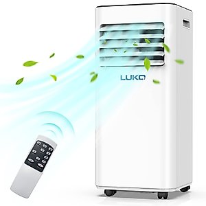 LUKO Portable Air Conditioner 8000 BTU, Cooling, Fan, Dehumidifier 3-in-1 AC Unit for Rooms up to 300 Sq. Ft, Includes Child Lock, Remote Control and Window Kits