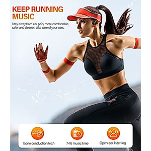 PTYOO Bone Conduction Headphones, Open-Ear Bluetooth 5.3 Headphones with Microphone, Sweat Resistant Sports Earbuds Wireless Earphone for Running Workout Cycling