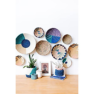 African Basket- Ntyazo/Rwanda Basket/Woven Bowl/Sisal & Sweetgrass Basket/Blues, Teal, Lilac
