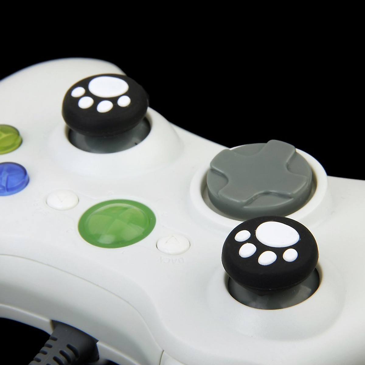 Ambertown Analog Silicone Thumb Stick Grips Cap Joystick ThumbSticks Caps Cover for PS4 PS3 Xbox One Xbox 360 PS2 Game Controllers (2 x White Cat Dog Paw)