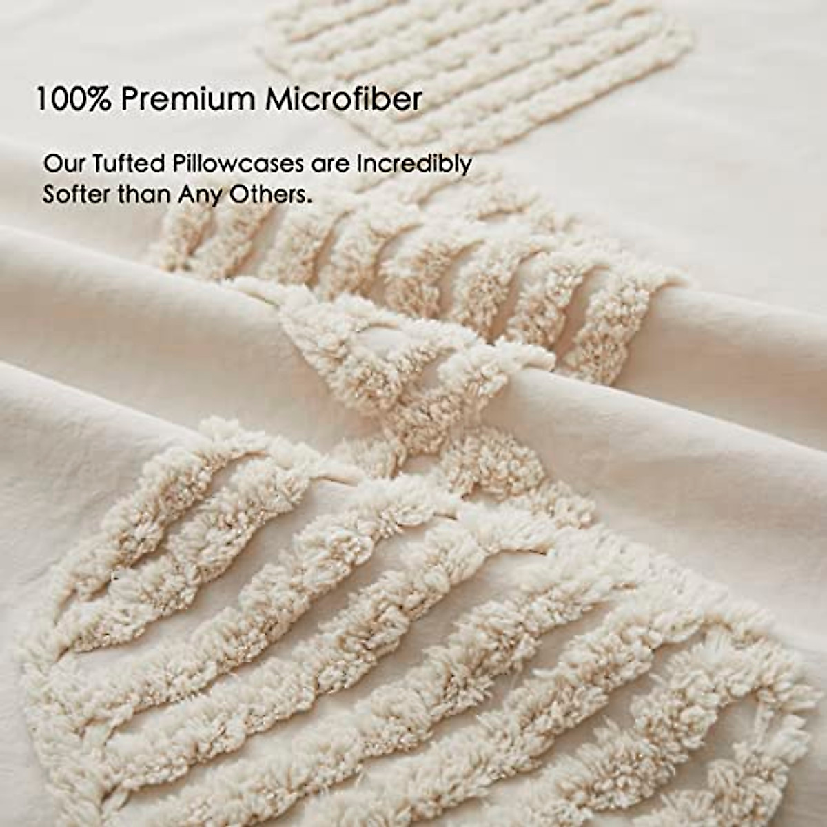 Oli Anderson Pillow Cases Standard Size Set of 2, Tufted and Super Soft Decorative Pillow Covers with Envelope Closure, 20x26 inches, Beige