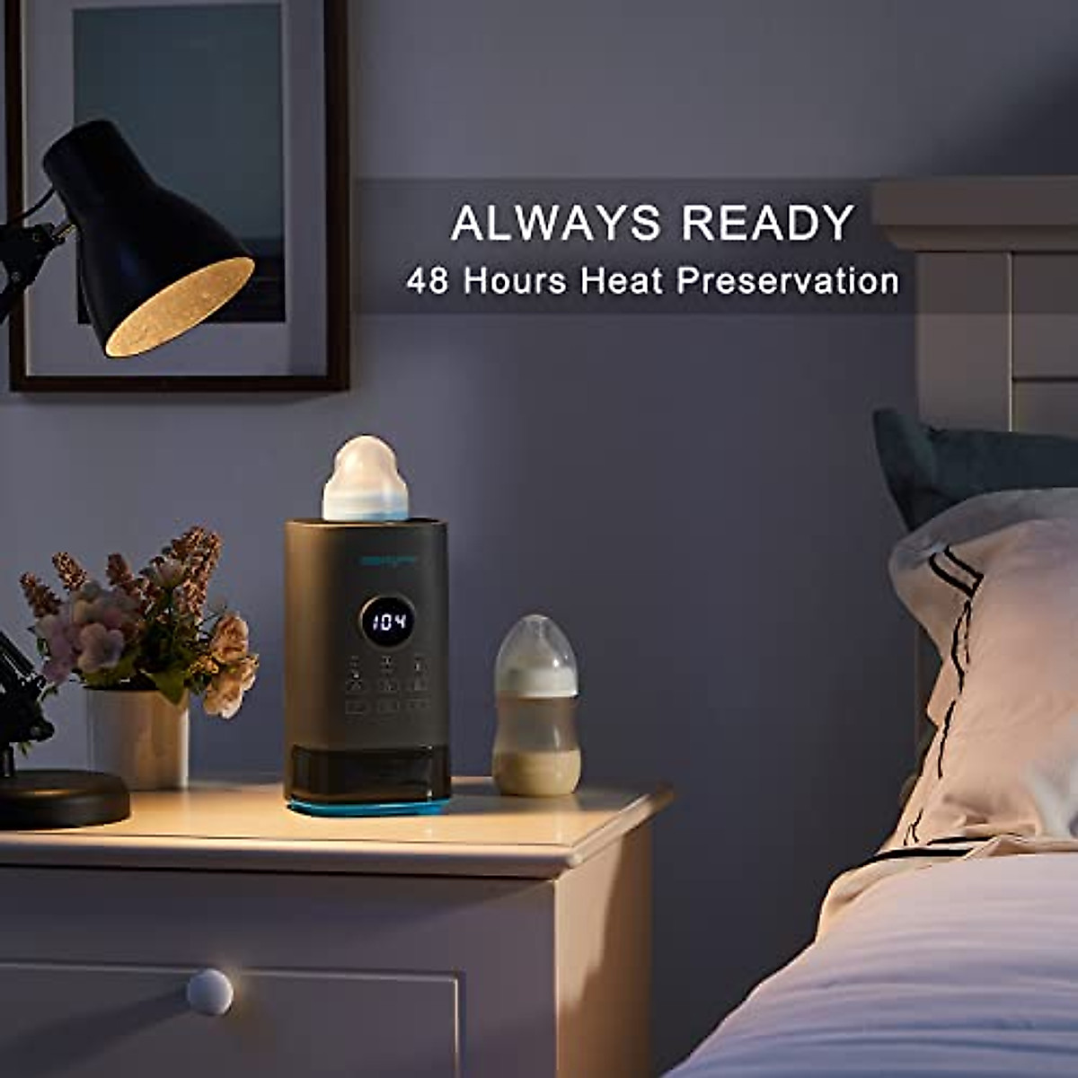 MOMYEASY Bottle Warmer, 3 Min Fast Baby Bottle Warmer with Accurate Display Timer, Baby Breastmilk Formula Milk Warmer, Temperature Control 48H Keep Warm and Auto Shutoff