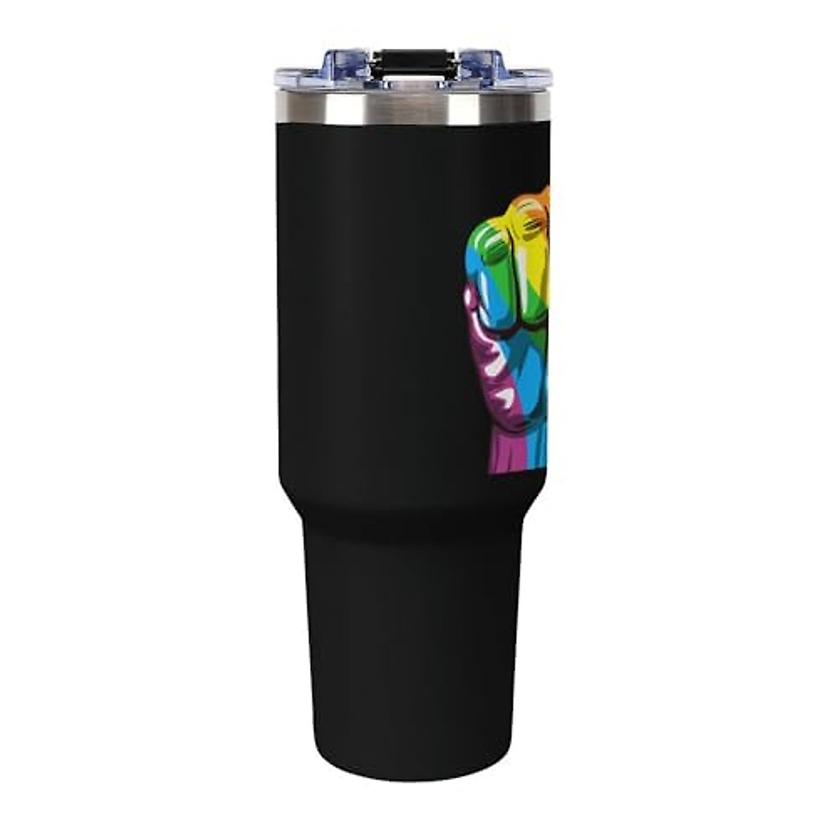 Rainbow Fist Pride 40 Oz Car Cup Stainless Steel Travel Mug Leak-Proof Insulated Tumbler with Handle Deep Blue-style