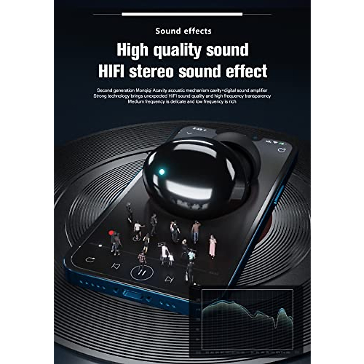 RISTARWH Bluetooth Earbuds V5.3 Headphones Ture Wireless Earphones, IPX7 Waterproof in-Ear Headsets, Built-in Mic in-Ear Headsets Deep Bass for Sport/Gaming/Workout