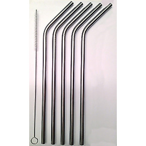 CocoDrill Coconut Opener Tool + 5 Reusable Straws -COMBO PACK - Stainless Steel Drinking - 1 metal straw + Cleaner - Eco Friendly, SAFE, NON-TOXIC