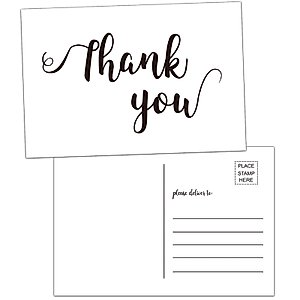 Antgiftshop 50 Thank You Postcards-Blank Thank You Note Card for Wedding, Bridesmaid, Bridal or Baby Shower, Teachers, Business a Great Way just to say Thanks! 4 x 6 inch