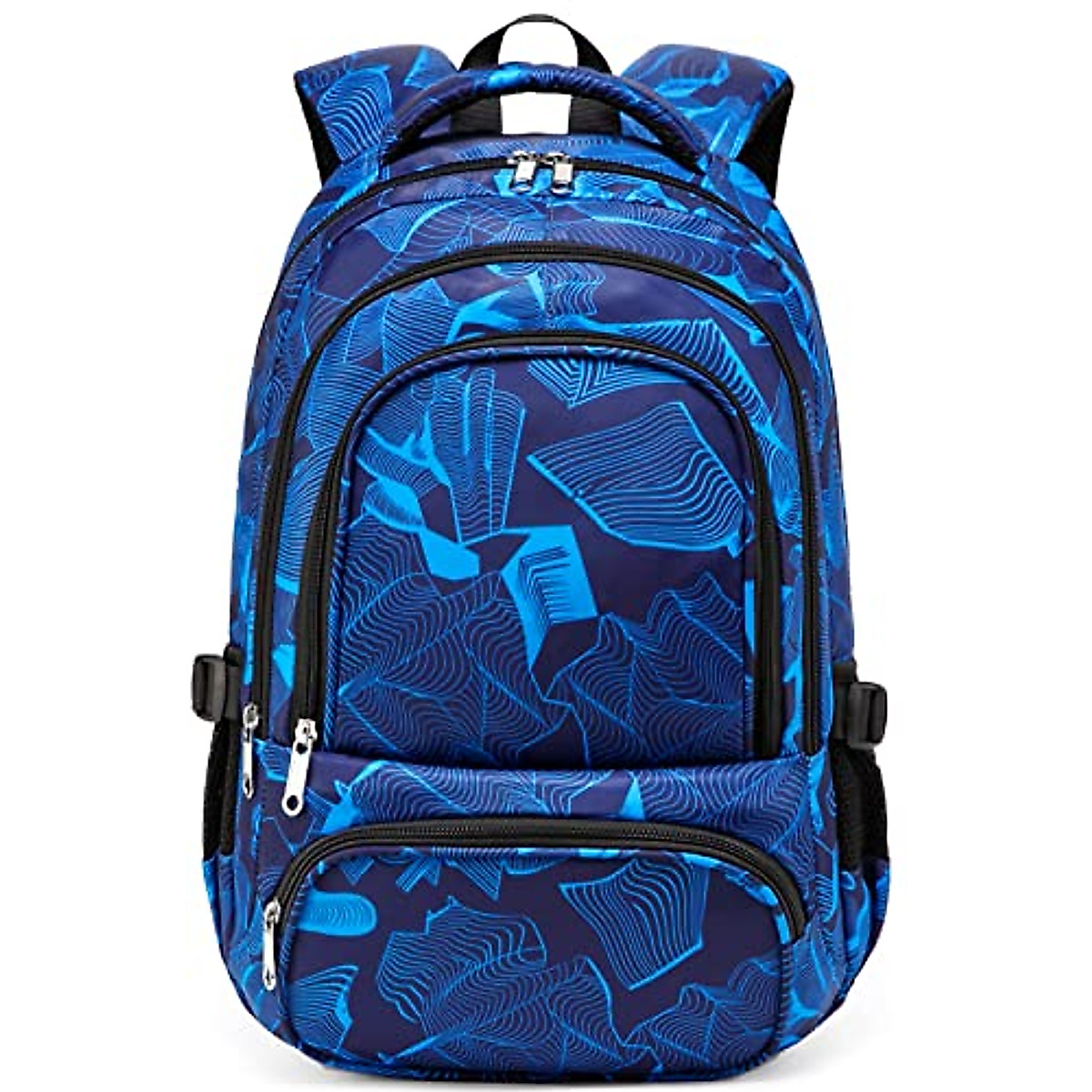 BLUEFAIRY Kids Backpack Boys Elementary School Bags Primary Middle School Book Bags Sturdy for Teens Chlid Lightweight Durable Travel Gifts Mochila para niños 17 Inch (LINE-BLUE)