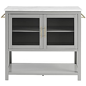 Crosley Furniture Katrina Kitchen Island with Faux Marble Top, Gray