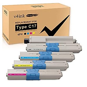 V4INK Compatible Toner Cartridge Replacement for Oki Type C17 C330 (KCMY,4-Pack),for use in OKI C310dn C330dn C510dn C530dn MC362w MC562w Series Printers