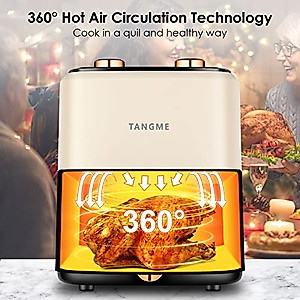TANGME Air Fryer, 6-in-1 5.8Quart Air Fryer Oven with Transparent Cooking Window 1350W Electric Air Frying Toaster Oven for Baking, Roasting, Dehydrating