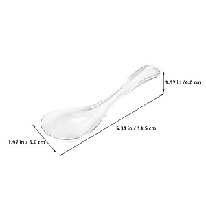 VOSAREA Clear Glass Spoons 2pcs Decorative Dessert Spoon Tablespoon Chinese Soup Spoons Asian Rice Spoon Japanese Wonton Soba Ramen Noodle Spoon