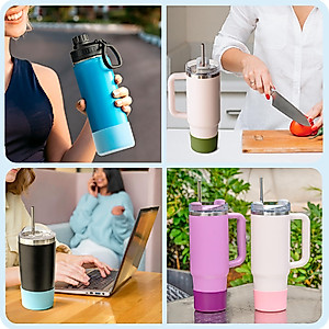 Prurex 2 PCS Silicone Protective Boot Compatible with Stanley Quencher H2.0 20 &30 oz,Bottom Sleeve Cover Fits All 2.75-2.85" Bottom Bottle & Tumblers, Anti-Slip, BPA-Free (Rose Red)