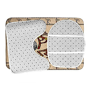 WONDERTIFY Kokopelli Bathroom Antiskid Pad Stylized Mythical Characters Playing Flutes 3 Pieces Bathroom Rugs Set, Bath Mat+Contour+Toilet Lid Cover