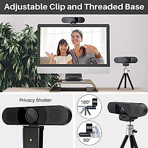 EMEET 3 in 1 Webcam - 1080P Webcam with Microphone and Speakers, Noise Reduction, Auto Low Light Correction W/Cover, C980 Pro USB Camera Webcam 65°-90° for Video Conferencing Streaming/Gaming/Class