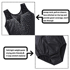 BAOHULU Gymnastics Leotards for Toddler Girls Kids Sparkle Sequins Mesh Top Dancewear B198_SequinBlack_8A