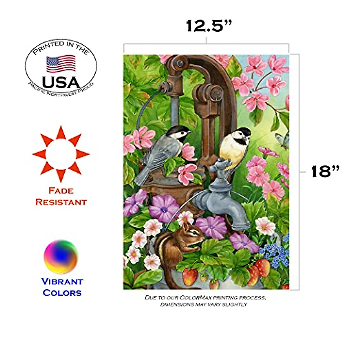 Toland Home Garden 112564 Watering Time Spring Flag 12x18 Inch Double Sided Spring Garden Flag for Outdoor House Flower Flag Yard Decoration