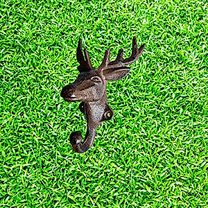 T&Garice Heavy Duty Rustic Cast Iron Decorative Wall Hook Kitchen Living Room Bathroom Wall Decoration (Deer)