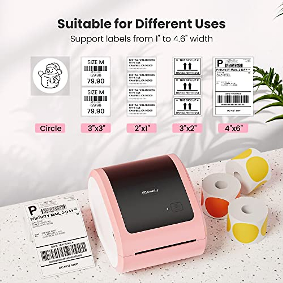 Bluetooth Shipping Label Printer 4x6 - Wireless Thermal Label Printer for Small Business, Thermal Printer for Shipping Labels, Shipping Label Maker, Compatible with USPS, Shopify, Amazon, Ebay
