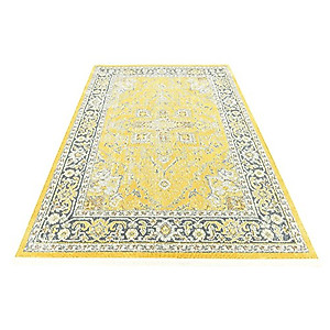 Unique Loom Baracoa Collection Area Rug - Prado (5' 5" x 8' Rectangle, Yellow/ Ivory)