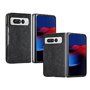 TYXDKJ Alcantara Case for GooglePixel Fold,Handmade Half-Wrapped Synthetic Suede Cover (Black)