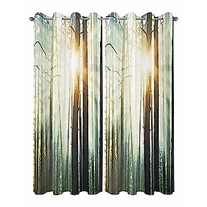 BABE MAPS Outdoor Curtains for Patio Mysterious Forest Under The Sun Waterproof Privacy Outside Curtains Grommet Top Pergola Curtains for Porch Cabana Gazebo 2 Panels, 52 x 108 inch