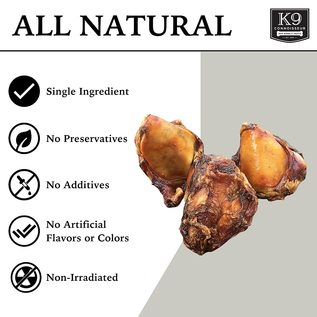 K9 Connoisseur Dog Bones Made in USA for Small and Medium Breed Dogs Natural Long Lasting Meaty Beef Knee Cap Bone Treats Best for Dogs Upto 50 Pounds 1 Pack 3 Count