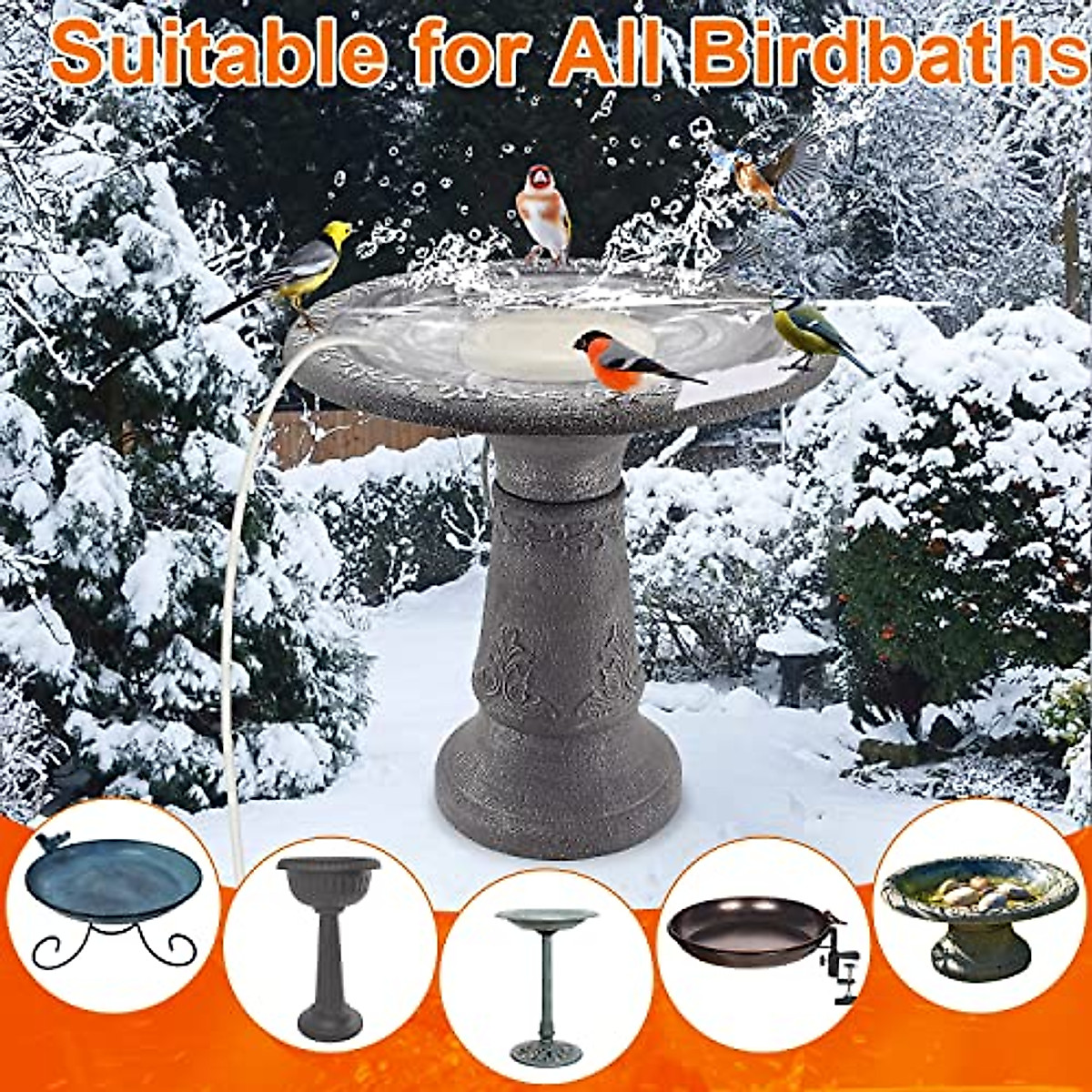 YaNovate Bird Bath Deicer for Outdoors in Winter, 2023 Birdbath Deicer 70 Watts Pond De-icer Full-Covered Aluminum Water Heater Heated Thermostatically Controlled with Auto Shut Off for Patio Yard