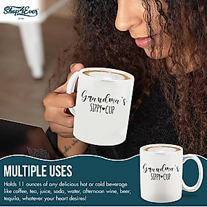 shop4ever Grandma's Sippy Cup Ceramic Coffee Mug Tea Cup, Pregnancy Announcement Gift for New Grandma 11 oz (White)