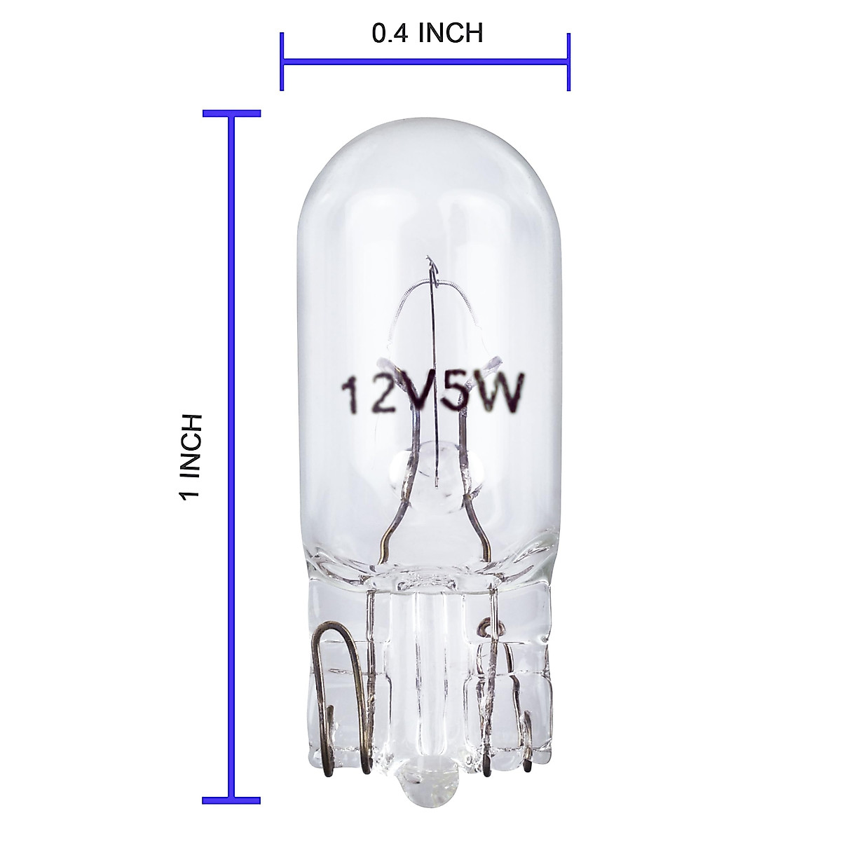 Diximus Landscape Light Bulbs 5W - Krypton 12V T3-1/4 Small Light Bulb Low Voltage Wedge Base Bulbs W5W for Landscape, RV and Cabinet Lighting T10 Clear Bulbs - 10 Pack