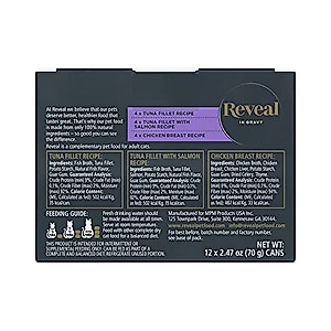 Reveal Natural Wet Cat Food, 12 Pack, Limited Ingredient Canned Wet Cat Food, Grain Free Food for Cats, Variety of Fish and Chicken Flavors in Gravy, 2.47oz Cans