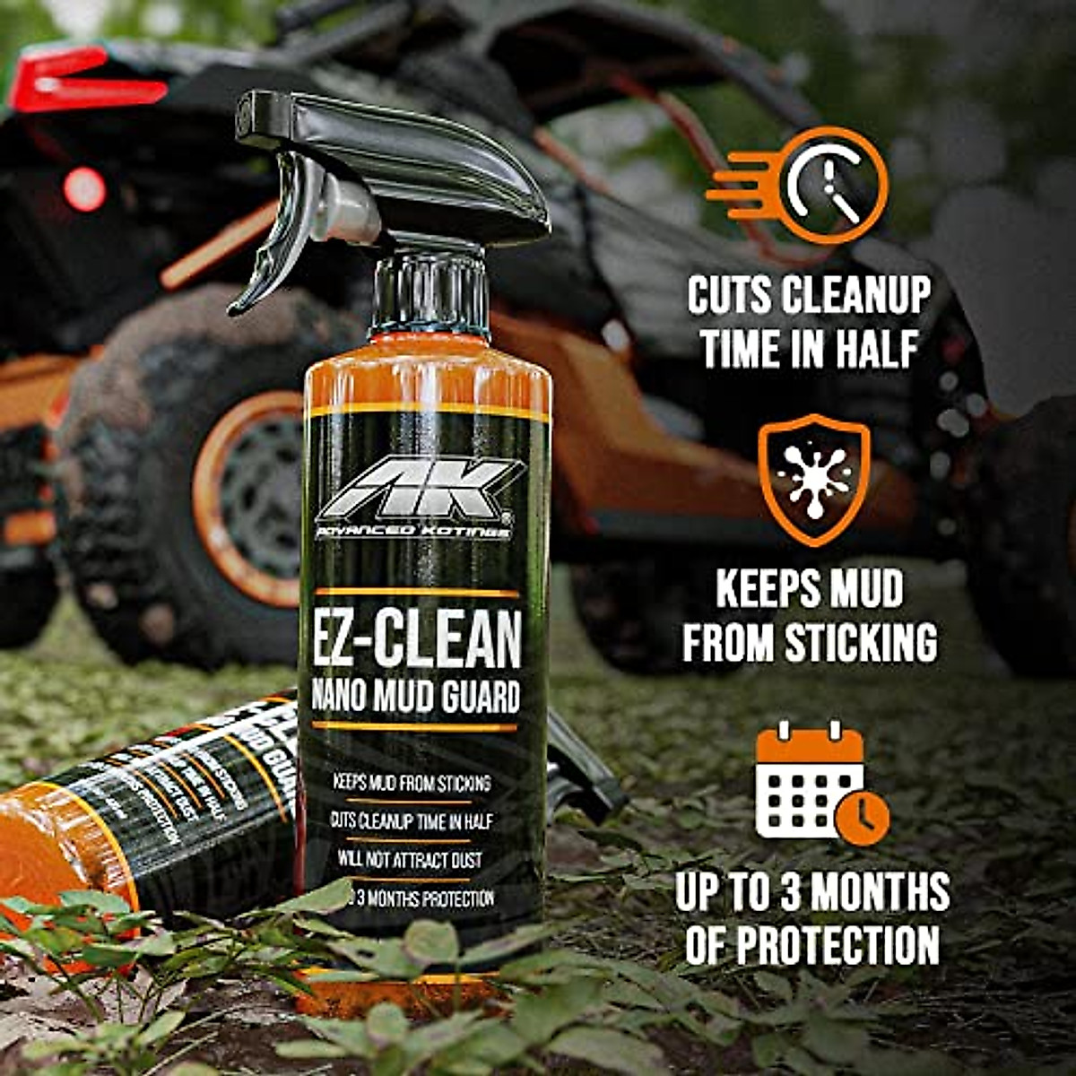 Advanced Kotings EZ-Clean Mud Guard | Ceramic Coating Mud Defender and Repellent | Makes Cleanup Easy for ATVs, UTVs, Dirt Bikes, Vehicles and More | 16 fl oz Spray - 2 Pack