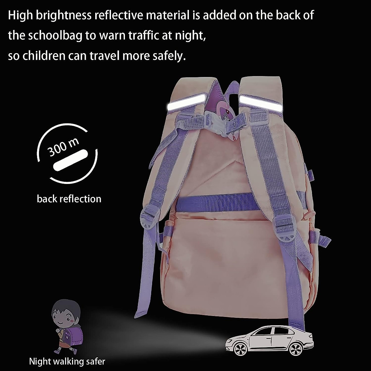 Stylifeo Bunny Backpack for Girls Cute Backpack Kawaii School Bookbag for Kindergarten Preschool Elementary(Purple for girl grades 3-6)