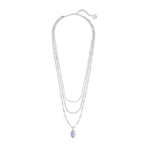Kendra Scott Elisa Triple Adjustable Length Strand Necklace for Women, Fashion Jewelry, Rhodium-Plated, Matte Iridescent Lilac
