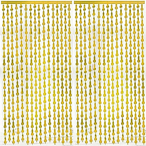 3 PCS Bachelorette Party Decorations Gold Fringe Curtains Photo Backdrop for Wedding Bachelorette Hen Party (Golden)