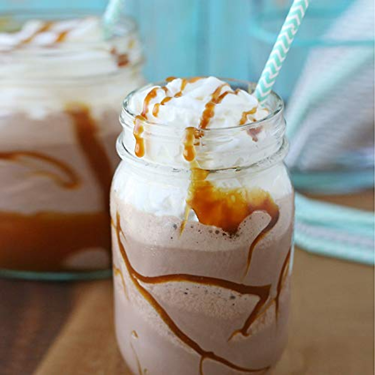 ALINK Biodegradable Light Blue White Paper Straws, Pack of 100 Party Straws for Juice, Cocktail, Smoothies, Birthday, Wedding, Bridal/Baby Shower and Christmas Decorations Supplies