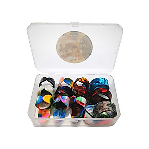 Thumb Finger Picks Plectrum With Plastic Picks Case, 1 Dozen (3 Pairs) SUNLP Celluloid Guitar thumb finger picks Mandolin Banjo thumb finger picks and Free 8pcs 0.46mm Guitar Picks (Mix Color)