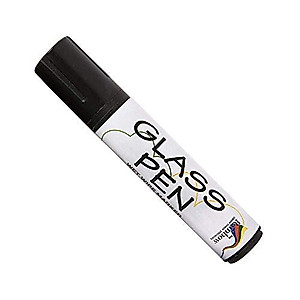 Glass Pen Liquid Paint Marker: Glass Writing Pens and Painting Markers with Washable, Erasable Ink - Windows, Mirrors, Signs, Crafts - 2 Pack, 5mm Narrow and 15mm Wide Tip Pen - Black