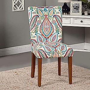 HomePop Parsons Classic Upholstered Accent Dining Chair, Set of 2, Colorful Paisley