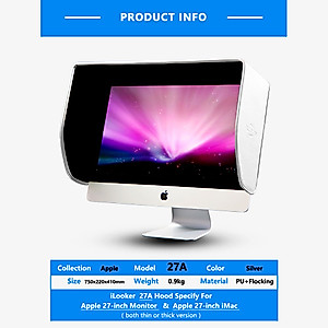 iLooker 27A Monitor Hood Sunshade Sunhood Compatible for Apple 27 inch iMac and Apple 27 inch Monitor