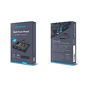 GRAUGEAR 3.5 Inch Front Panel USB Hub, Internal USB Hub with 20Gbps USB3.2 Gen2 USB-C and USB 3.0 Ports, USB3.2 Type-E Key-A 20-Pin Header & USB3.0 Header Required, Fits 3.5" PC Computer Case [G-MP01]
