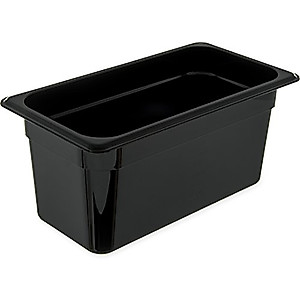 Carlisle FoodService Products Storplus Food Storage Container Food Pan, Chafing Pan for Catering, Buffets, Restaurants, Polycarbonate (Pc), 1/3 Size 6 Inches Deep, Black, (Pack of 6)