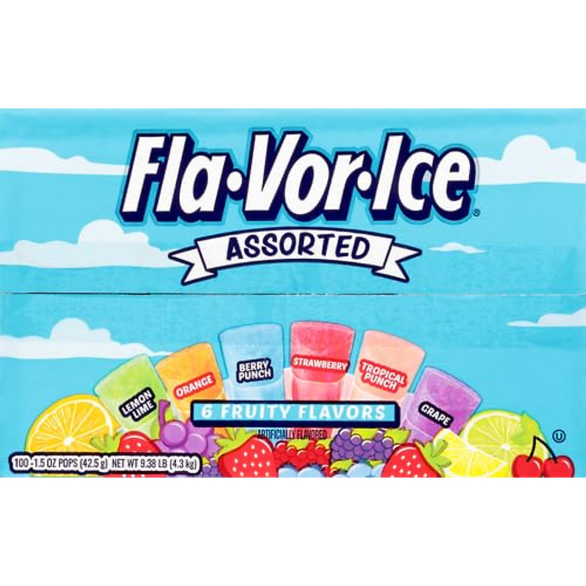 Fla-Vor-Ice Popsicle Variety Pack of 1.5 Oz Freezer Bars, Assorted Flavors, 100 Count