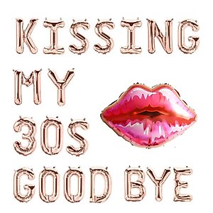 JeVenis Kissing My 30s Goodbye Decorations Kissing My 30s Goodbye Banner Balloons 40th Birthday Balloon Dirty 40 Balloon