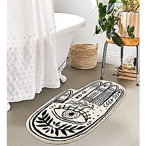 LIVEBOX Kids Runner Rug 2'x4.3',Palmistry Washable Rugs for Kids Room, Black and Cream Evil Eye Non-Slip Children Play Carpet for Bedroom, Cute Ultra Soft Baby Nursery Rugs for Bathroom Playroom Dorm