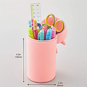 LIHIT LAB Kawaii Japanese Panda Large Stand Up Pencil Case For School Office College, Cute School Supplies, Animal Pen Holder Pencil Pouch Holder Girls, Artist Pencil Case, Panda (A7714-6)